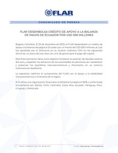 Press Release: FLAR desembolsa crédito de apoyo a la balanza de pagos ...